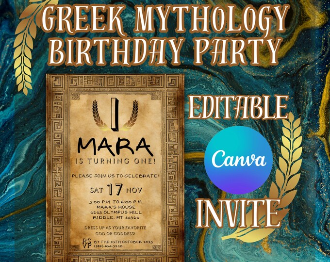 Toga Party Invitation, 5x7 Editable Card With Greek Temple for a ...