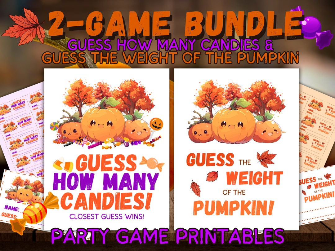 Halloween Party Game Printables: Guess Candies & Pumpkin Weight ...