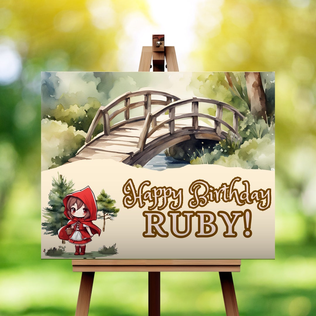 Little Red Riding Hood Printable Birthday Welcome Sign, Editable Canva ...