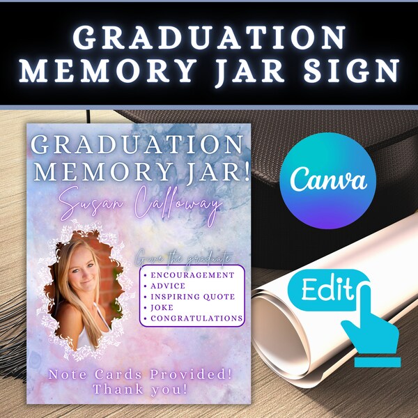 Memory Jar Graduation Sign With Note Cards Diy Printable - Etsy
