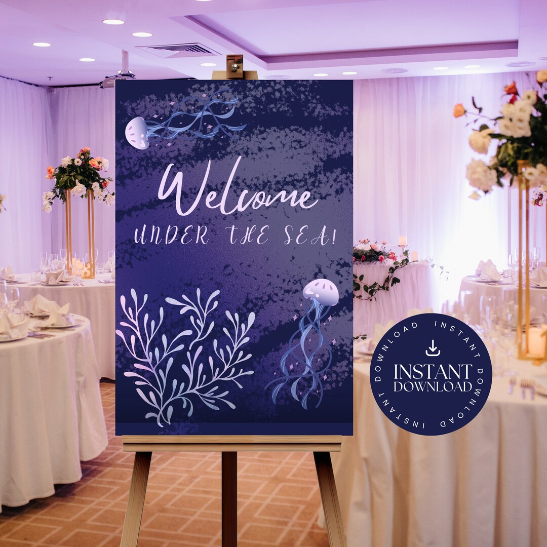Under the Sea Birthday Welcome Sign, Editable Canva Template, Under the ...