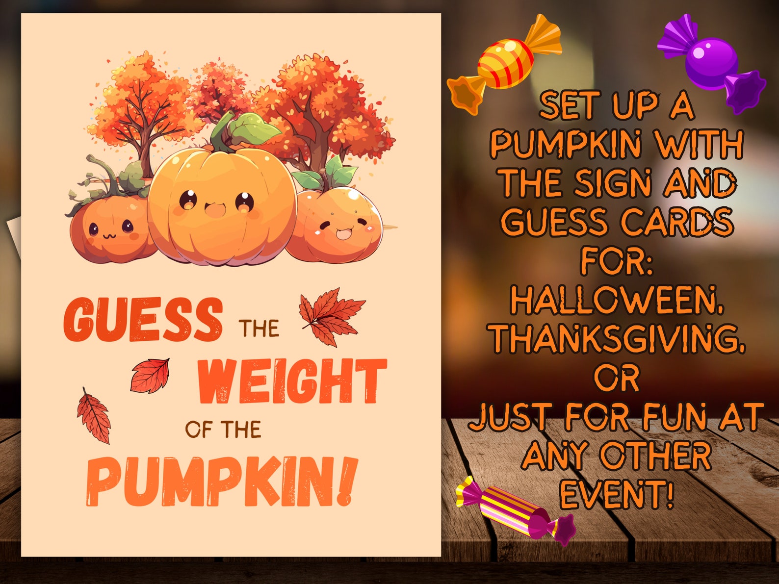 Halloween Party Game Printables: Guess Candies & Pumpkin Weight ...