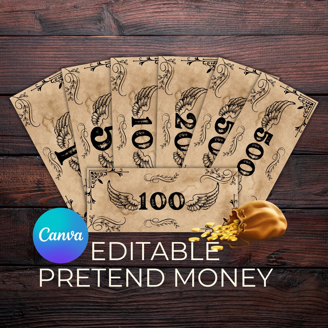 Dramatic Play Money, Parchment Texture, Printable Pretend Cash, Kid ...