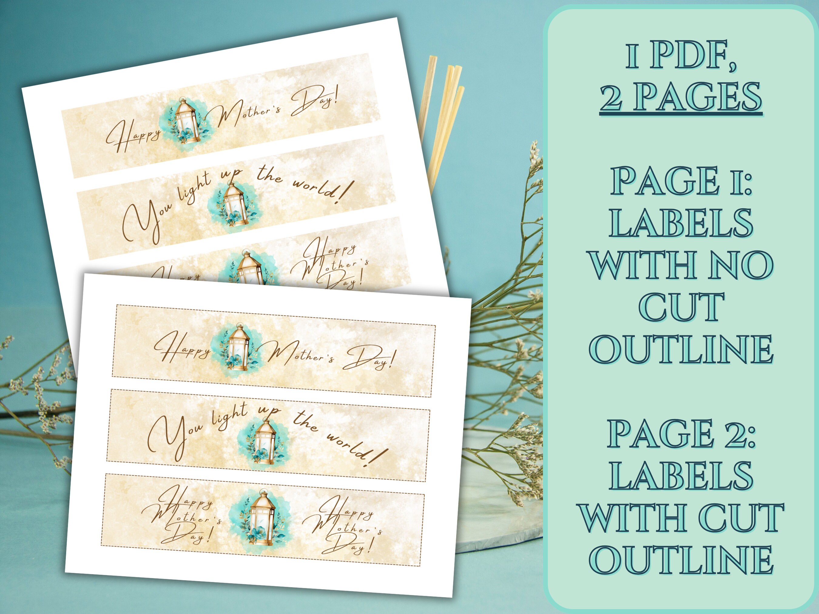 Happy Mother's Day Water Bottle Labels Printable, Instant Download ...