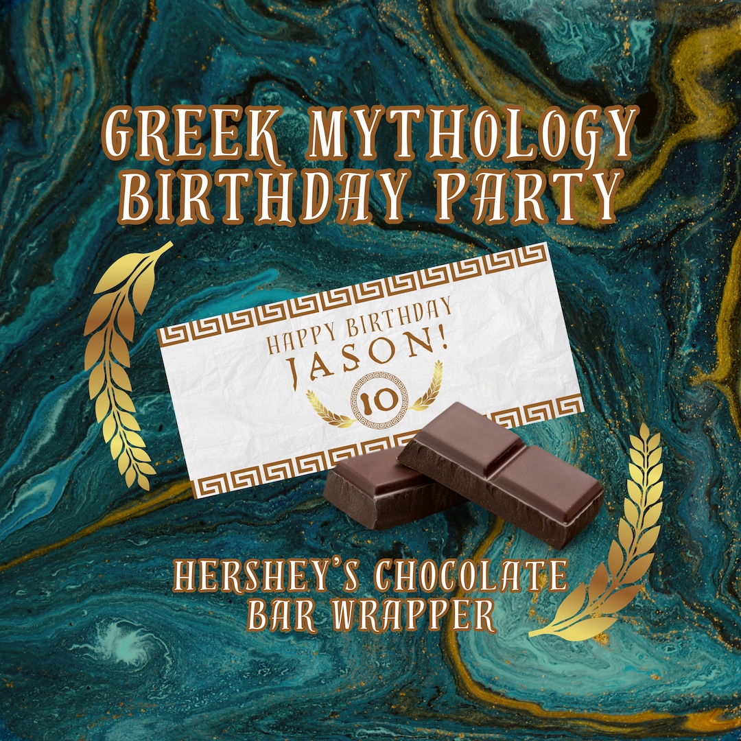 Greek Mythology Birthday Chocolate Bar Wrapper: Editable Party Favor ...