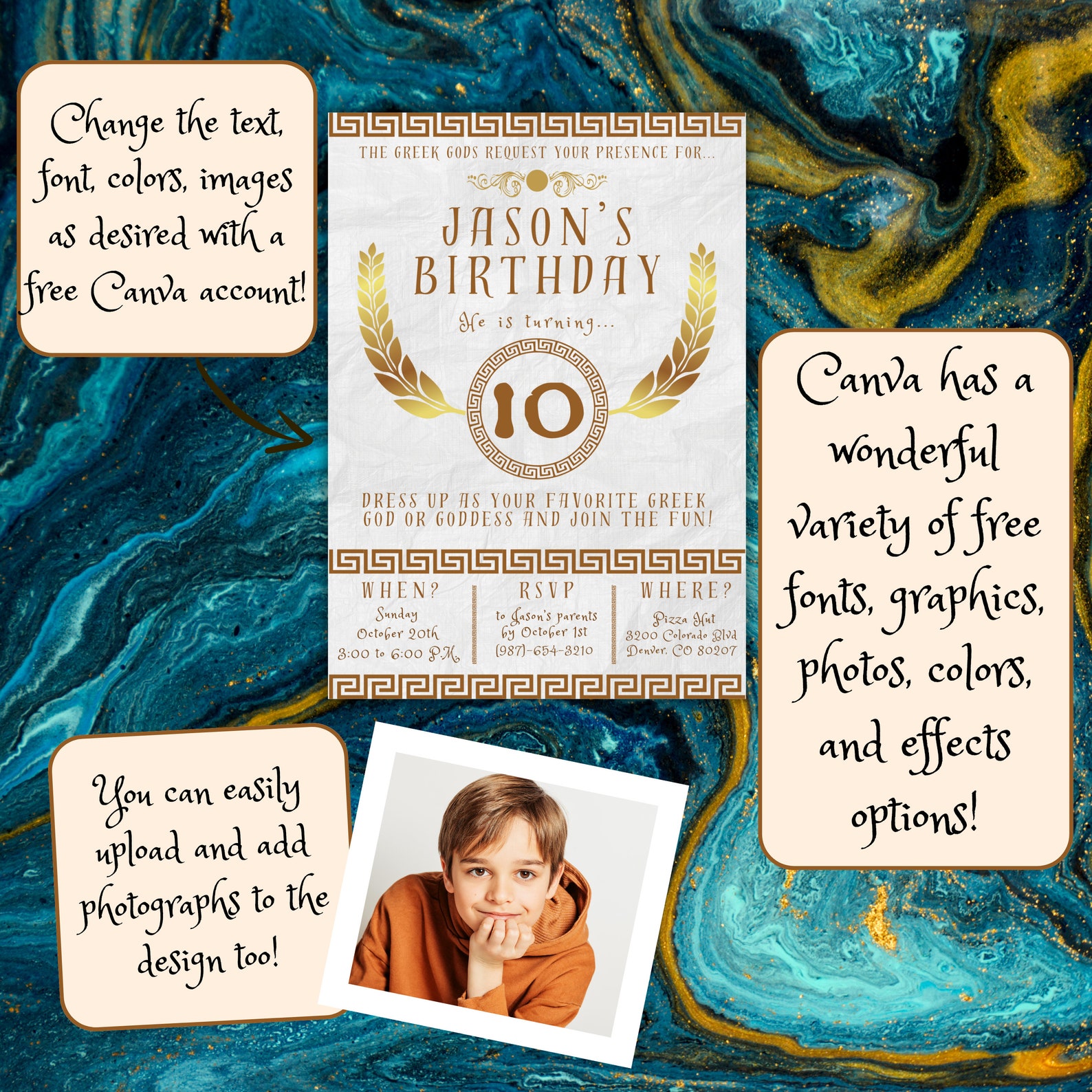 Greek Mythology Birthday Invitation: Gods & Goddesses Party (canva ...