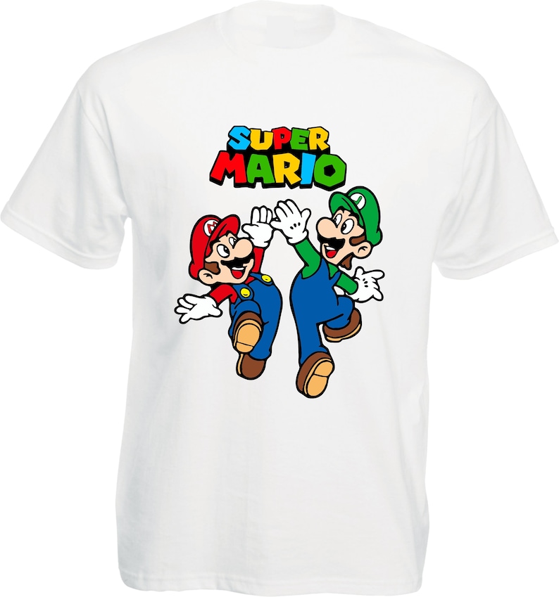 Super Mario and Luigi T-shirt, Super Mario Funny Bros Gaming Super T ...