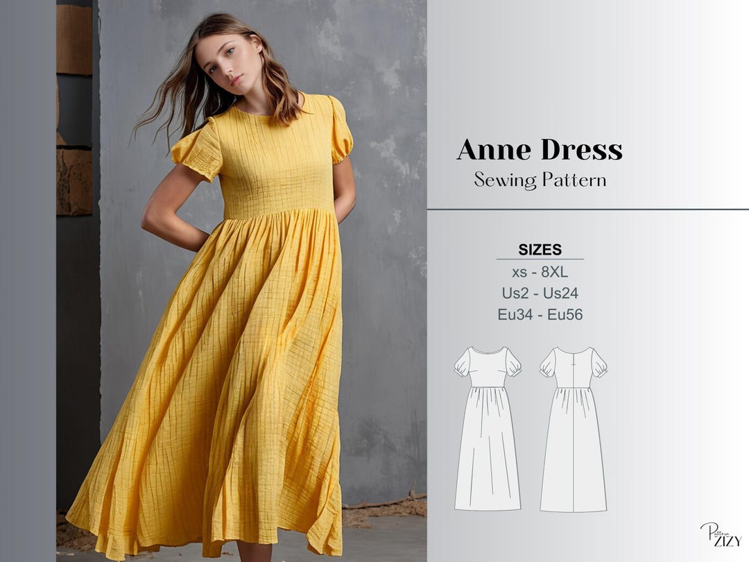 Linen Dress Pattern Gathered Dress Sewing Easy Dress Pattern Beginners ...