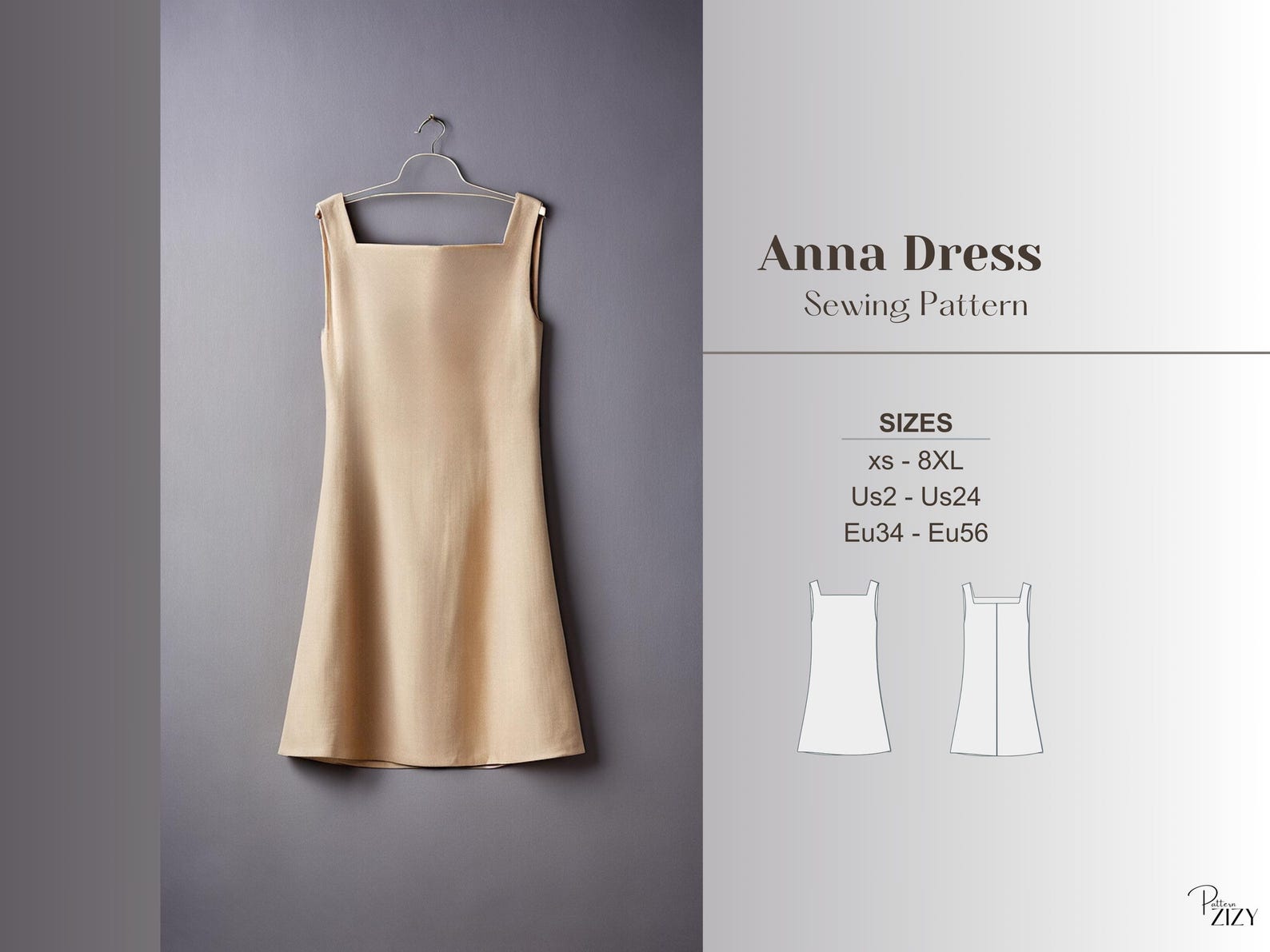 Shift Dress Pattern Mini Simple Dress Pattern Easy Dress PDF Linen ...