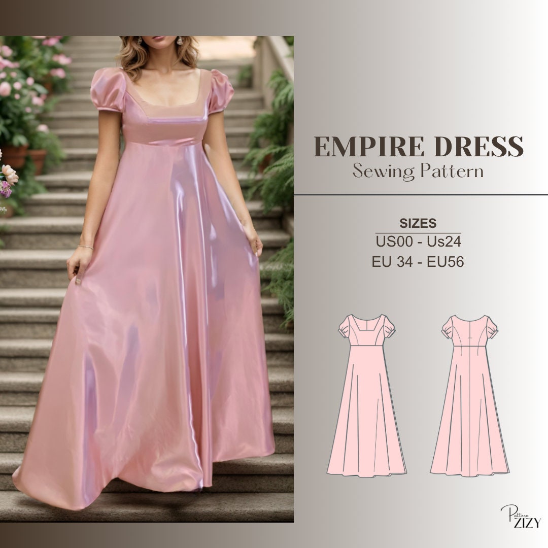 Bridgerton Gown Sewing Pattern, Empire Dress, Fairycore, Prom ...