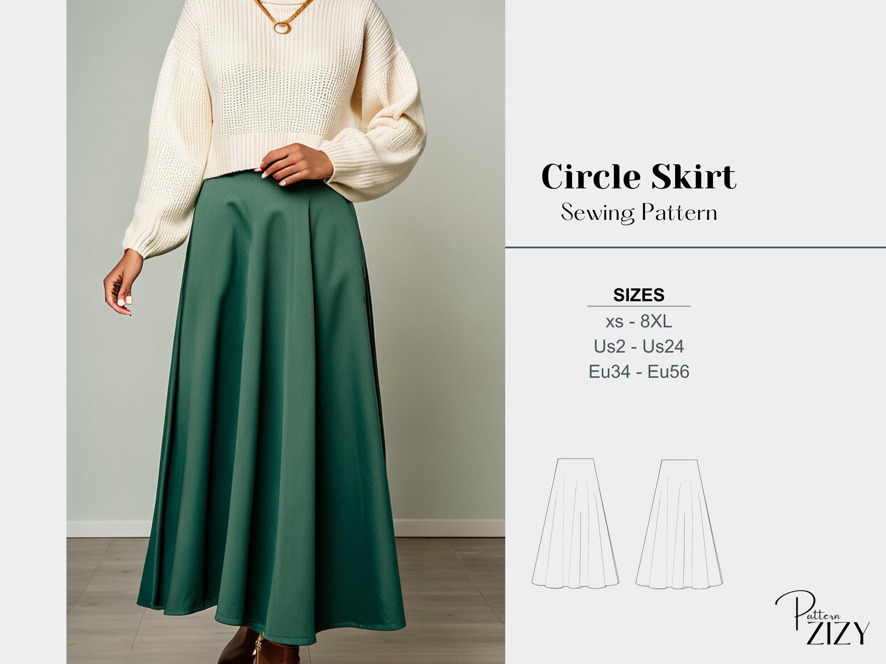 Circle Skirt Pattern Maxi Skirt Sewing Satin Skirt Pattern Modest Skirt ...