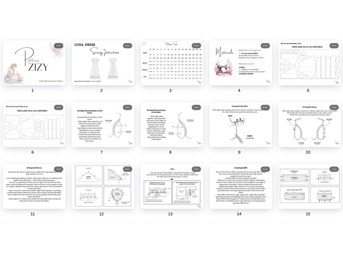 Cottagecore Dress Sewing Pattern Midi Dress Digital Pattern PDF Summer ...