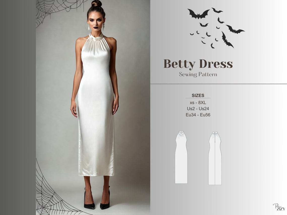 Halter Neck Dress Sewing Pattern Bridal Gown PDF Ball Gown Pattern Sexy ...