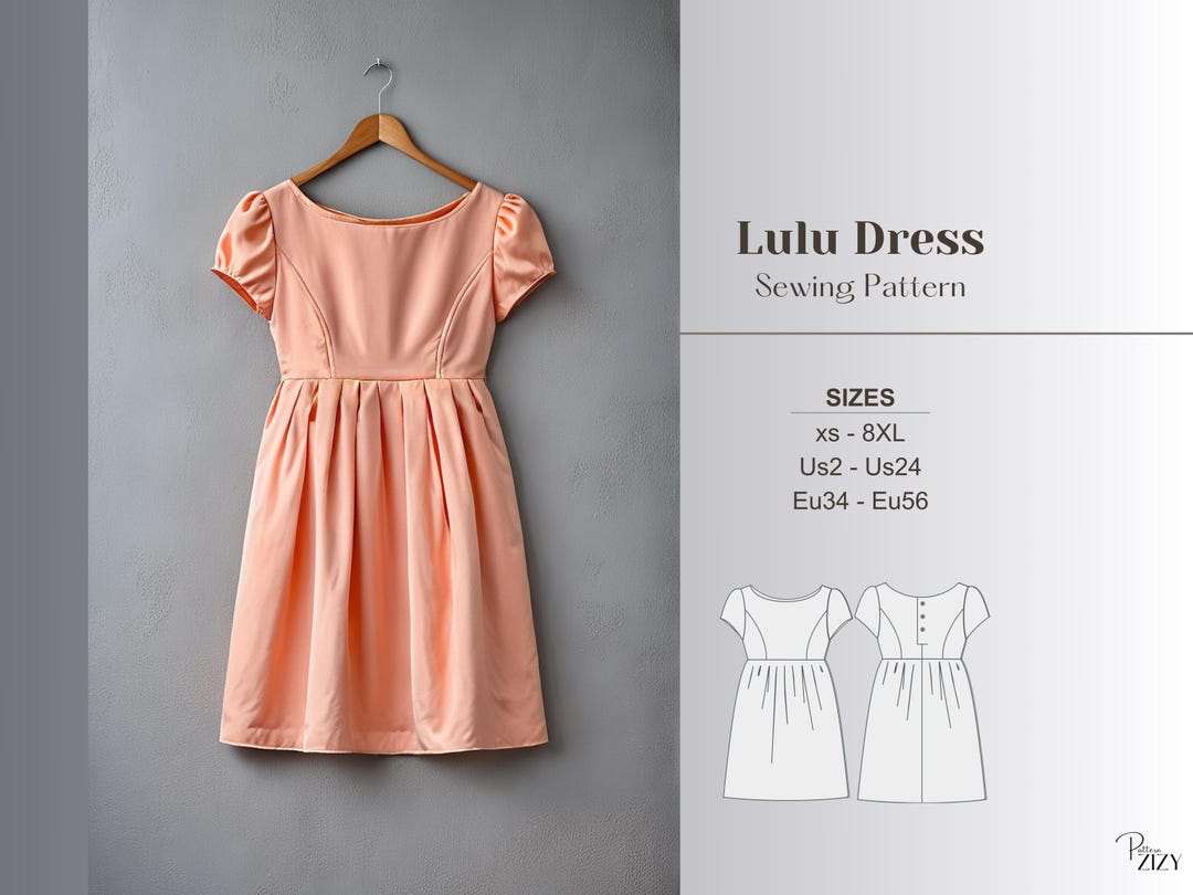 Mini Dress Pattern Summer Dress Sewing Gathered Dress Pattern Puff ...