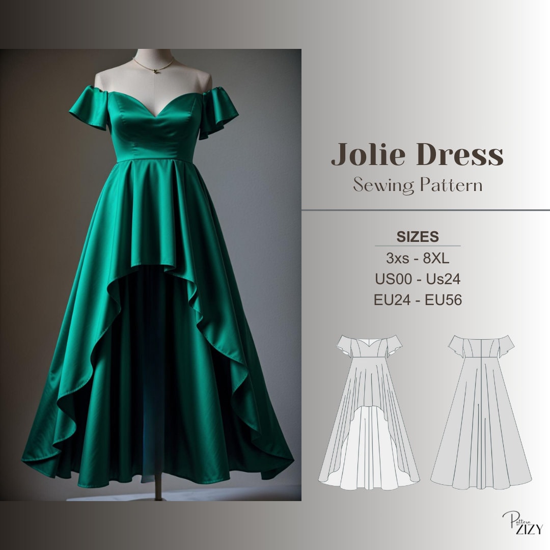 High Low Gown Sewing Pattern, Digital Pattern, PDF, Ball Gown ...