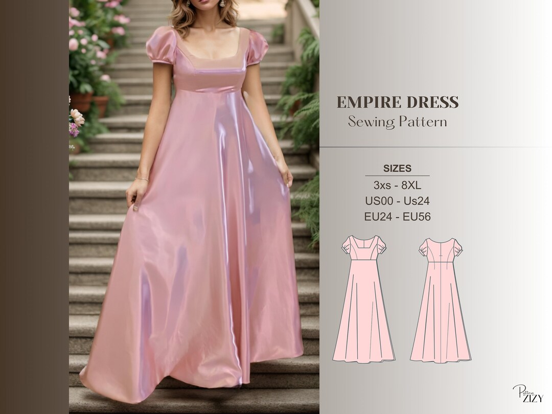 Bridgerton Gown Sewing Pattern, Empire Dress, Fairycore, Prom ...