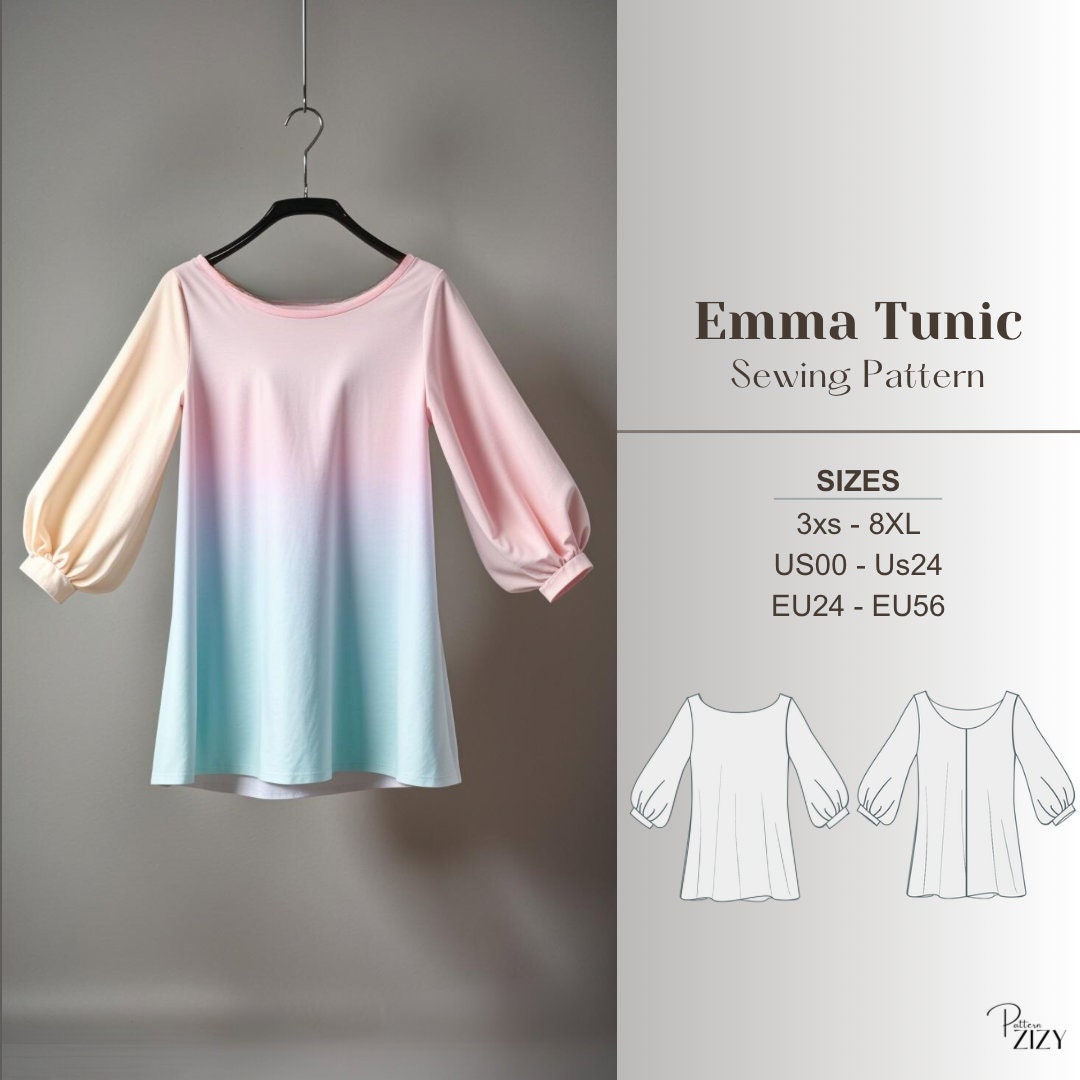 Summer Tunic Sewing Pattern Cottagecore Tunic Dress Pattern Bishop ...