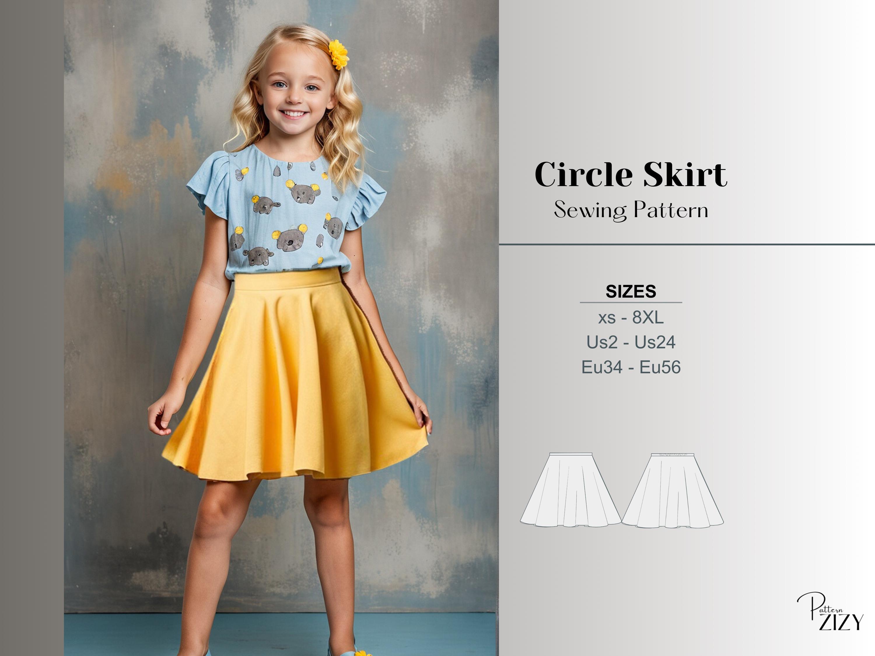 Circle Skirt Pattern for Girls Sewing Pattern for Kids Skirt Pattern ...