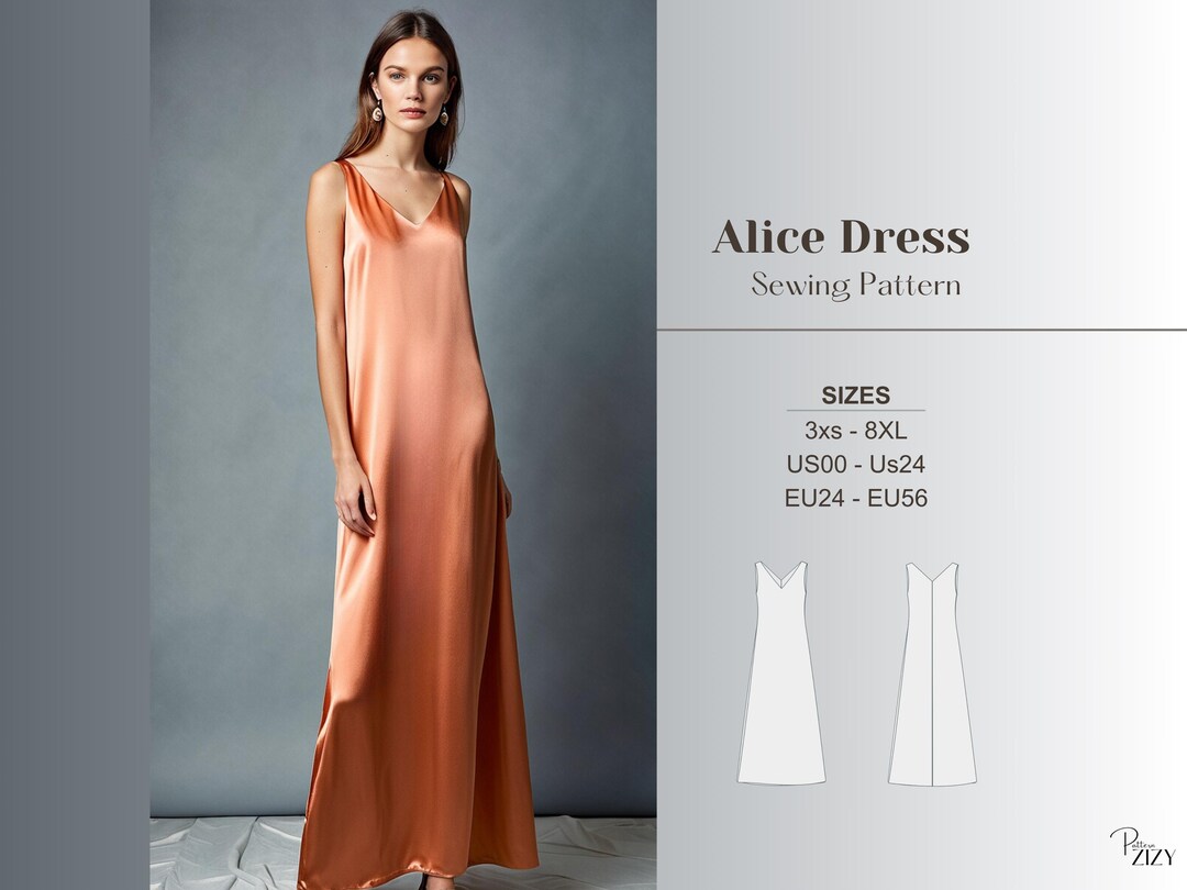 Summer Dress Sewing Pattern Maxi Dress Sewing Satin Dress PDF ...
