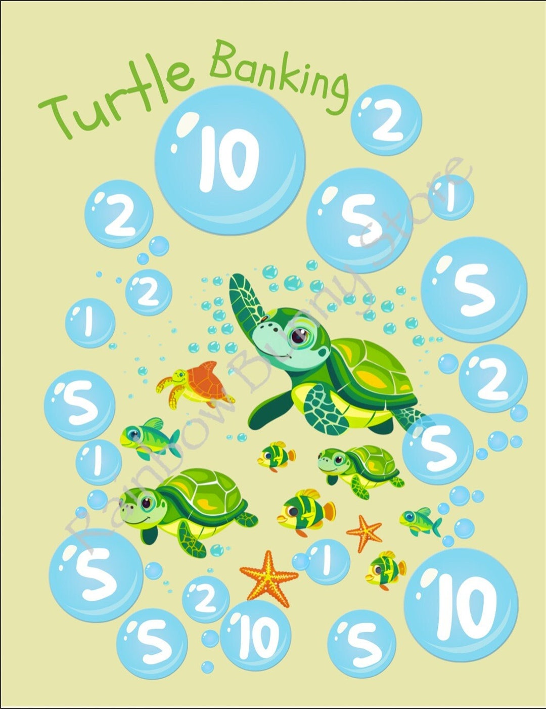 Printable Turtle Saving Challenge and Digital Cash Envelope for Kids - Etsy