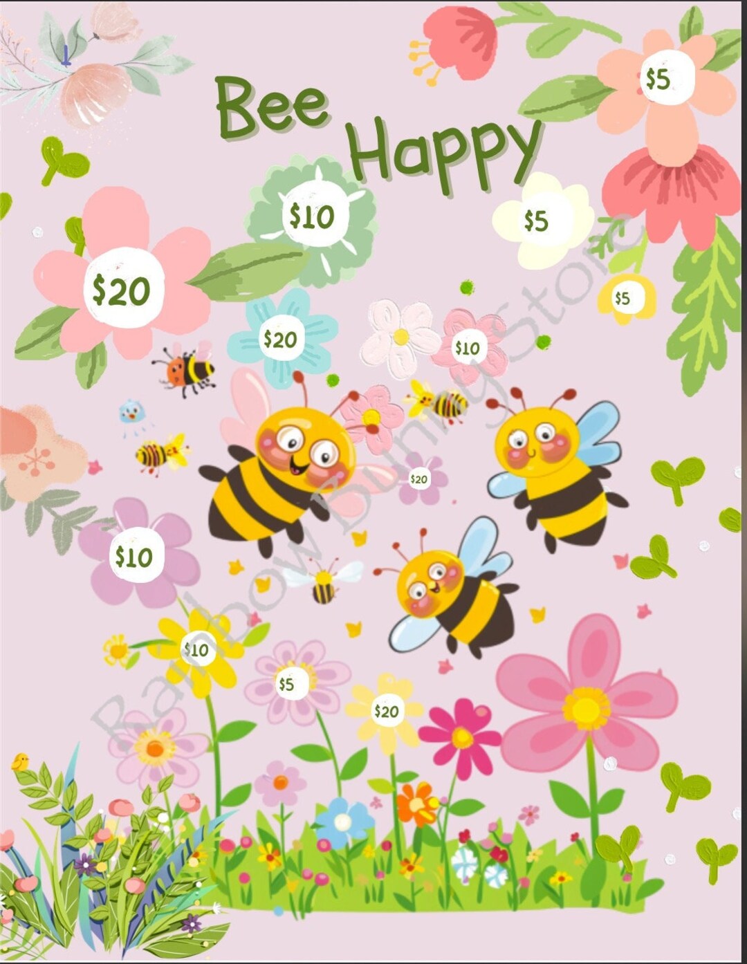Printable Bee Happy Saving Challenge and Digital Cash Envelope for Kids ...