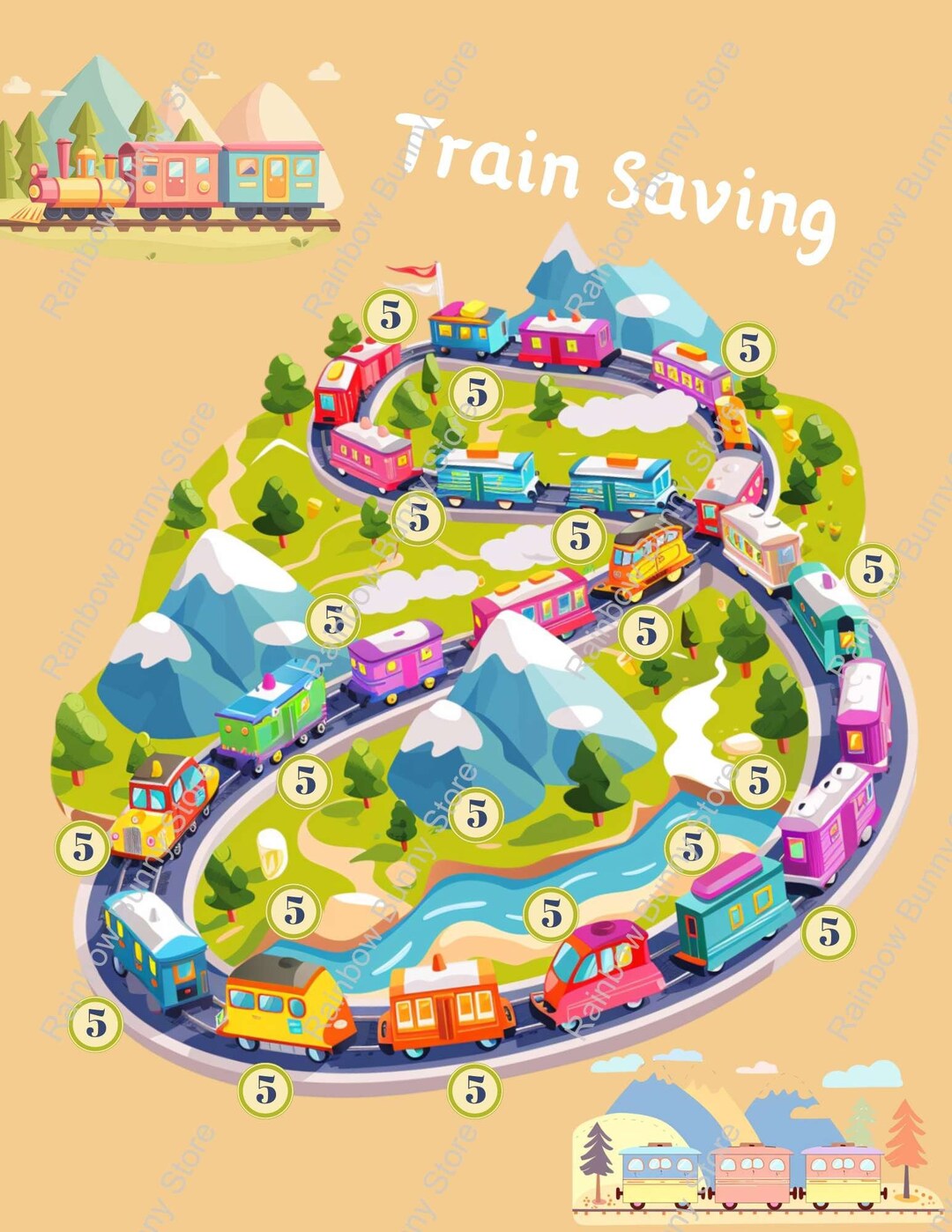 Train Saving Challenge Printable Book Tracker Envelope Box Budget ...
