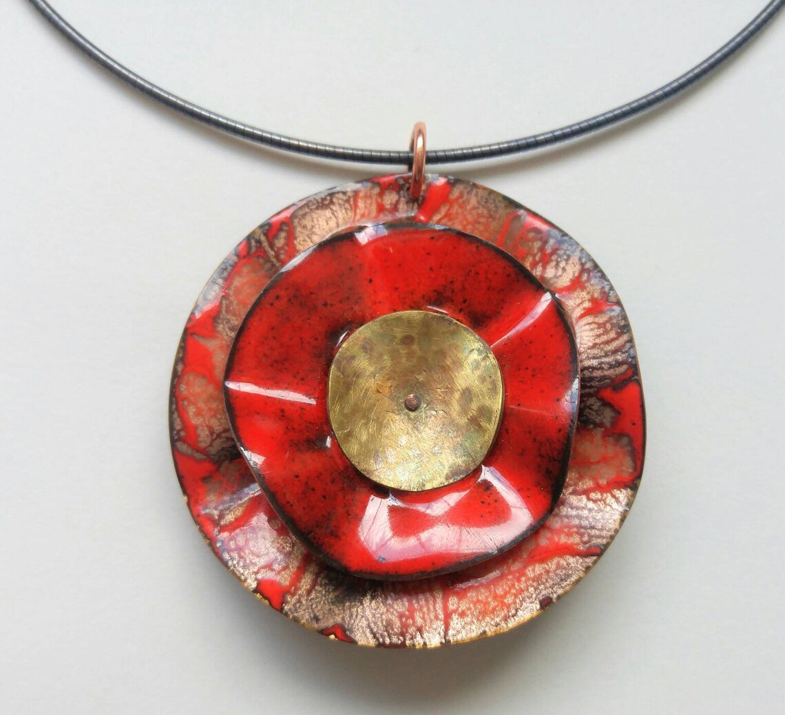 Flowering, Sterling Silver, Enamel Necklace - Etsy