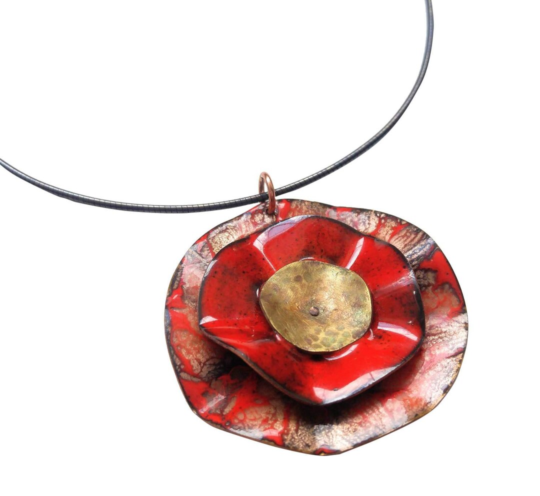 Flowering, Sterling Silver, Enamel Necklace - Etsy