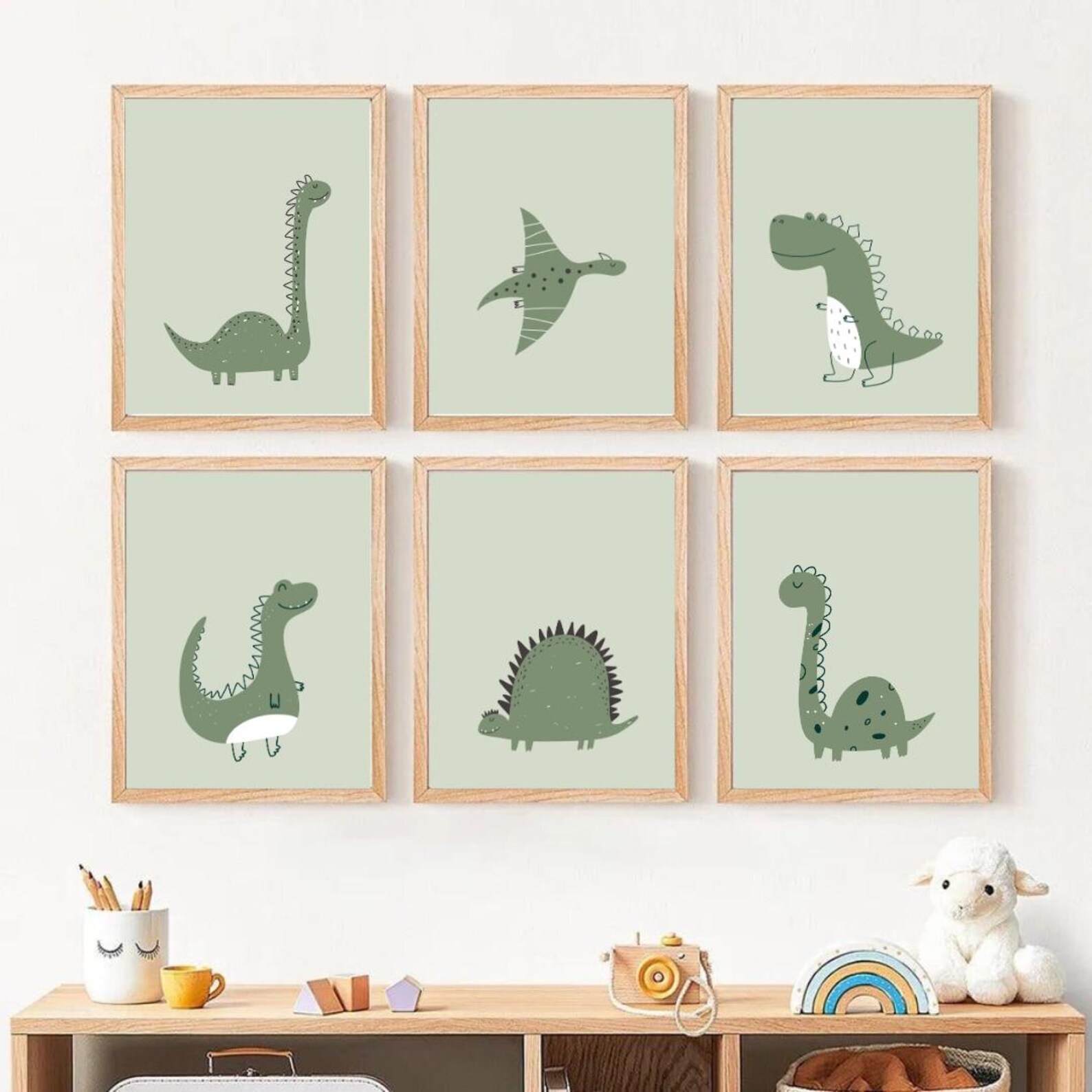 Dippy Dinos Digital Wall Art Set Personalized First Name & Monogram ...