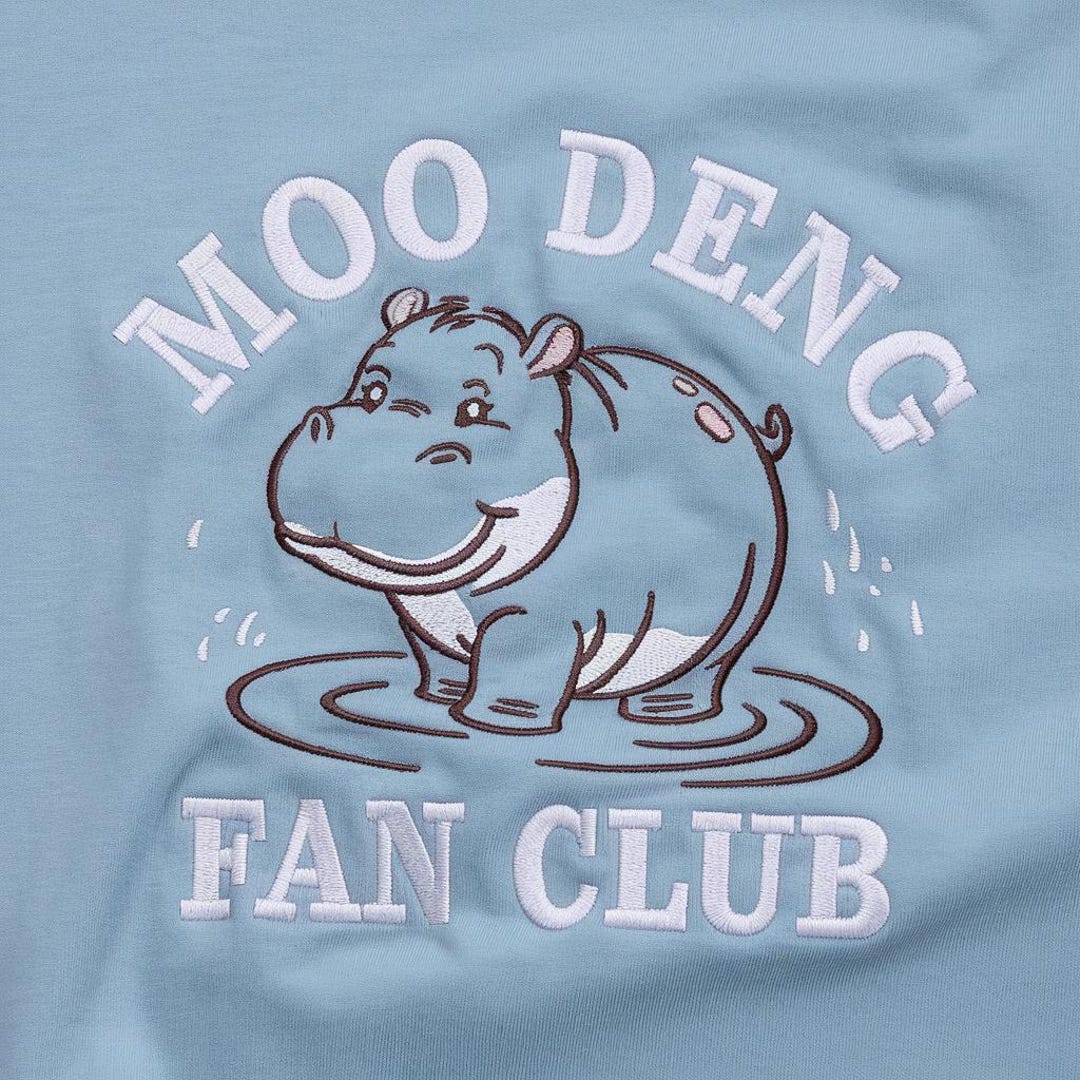 Fan Club Embroidered Moo Deng T-shirt, Sweatshirt, and Hoodie, Cozy ...