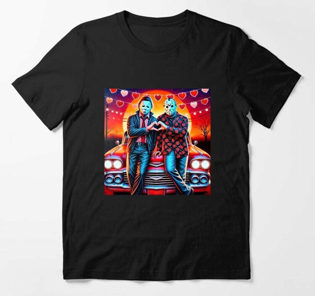 Horror Characters Valentine Shirt, Pink Heart Valentine Horror ...