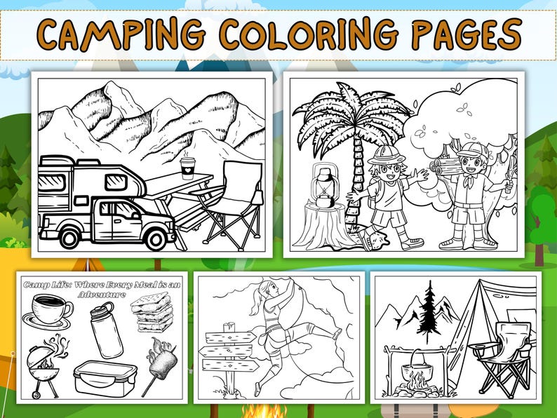 Kids Camping Coloring Pages Printable | Outdoor Adventure Coloring ...