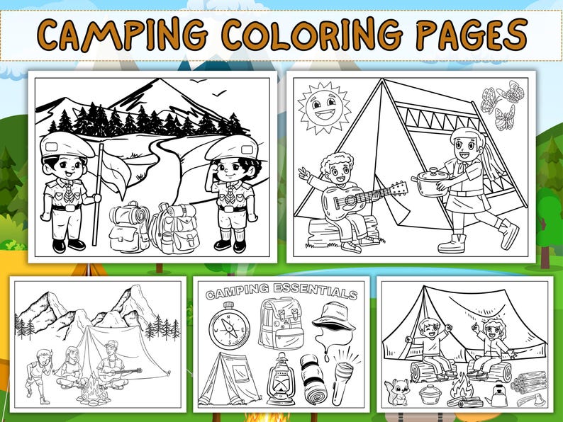 Kids Camping Coloring Pages Printable | Outdoor Adventure Coloring ...