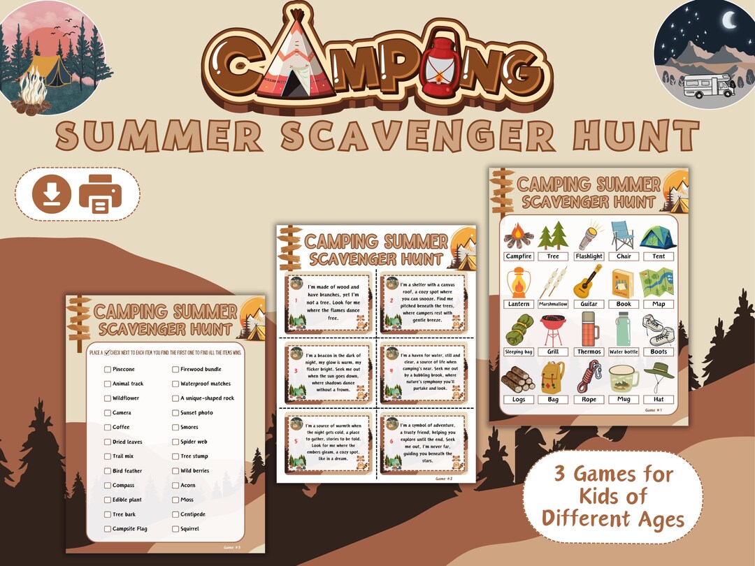 Camping Scavenger Hunt Printable for Kids | Fun Nature Adventure ...