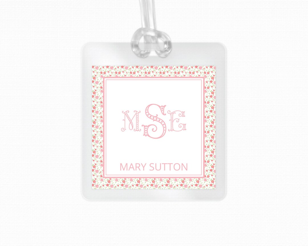 Personalized Bag Tag – Monogram Backpack Tag for Girls | Pink Floral ...