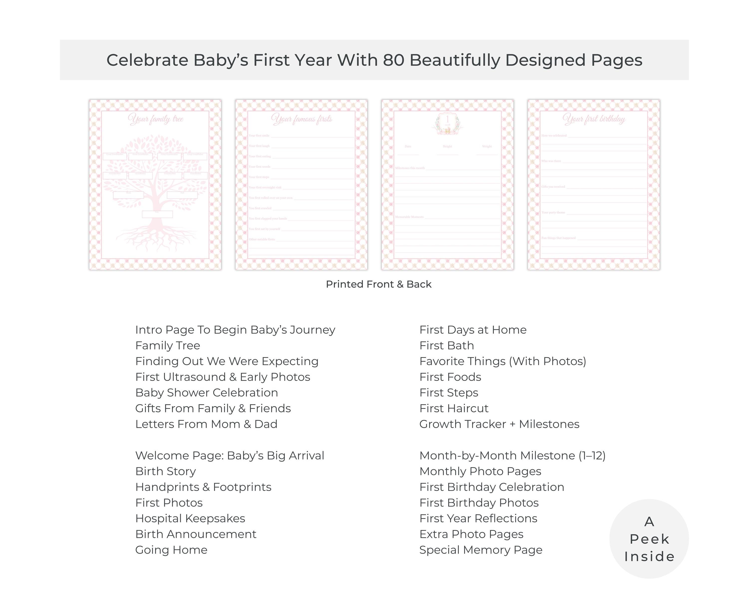 Printable Baby Memory Book Pages – Digital Keepsake Album Insert Paper ...