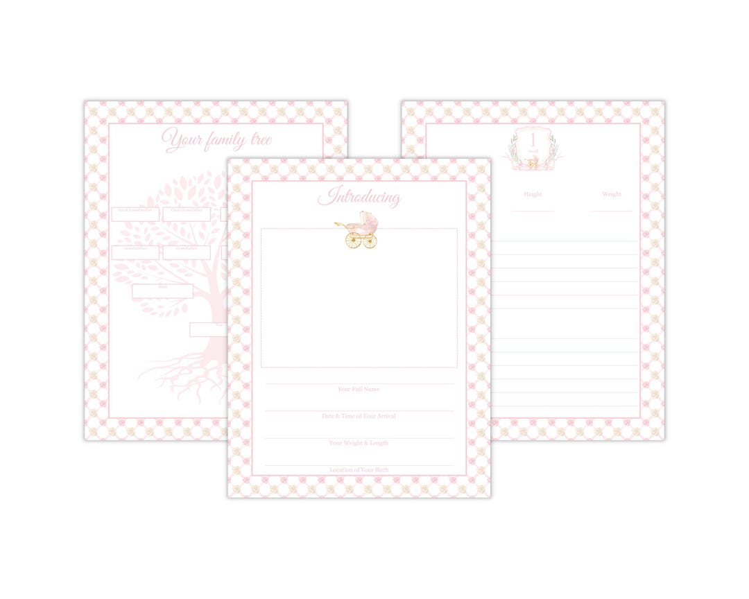 Printable Baby Memory Book Pages – Digital Keepsake Album Insert Paper ...
