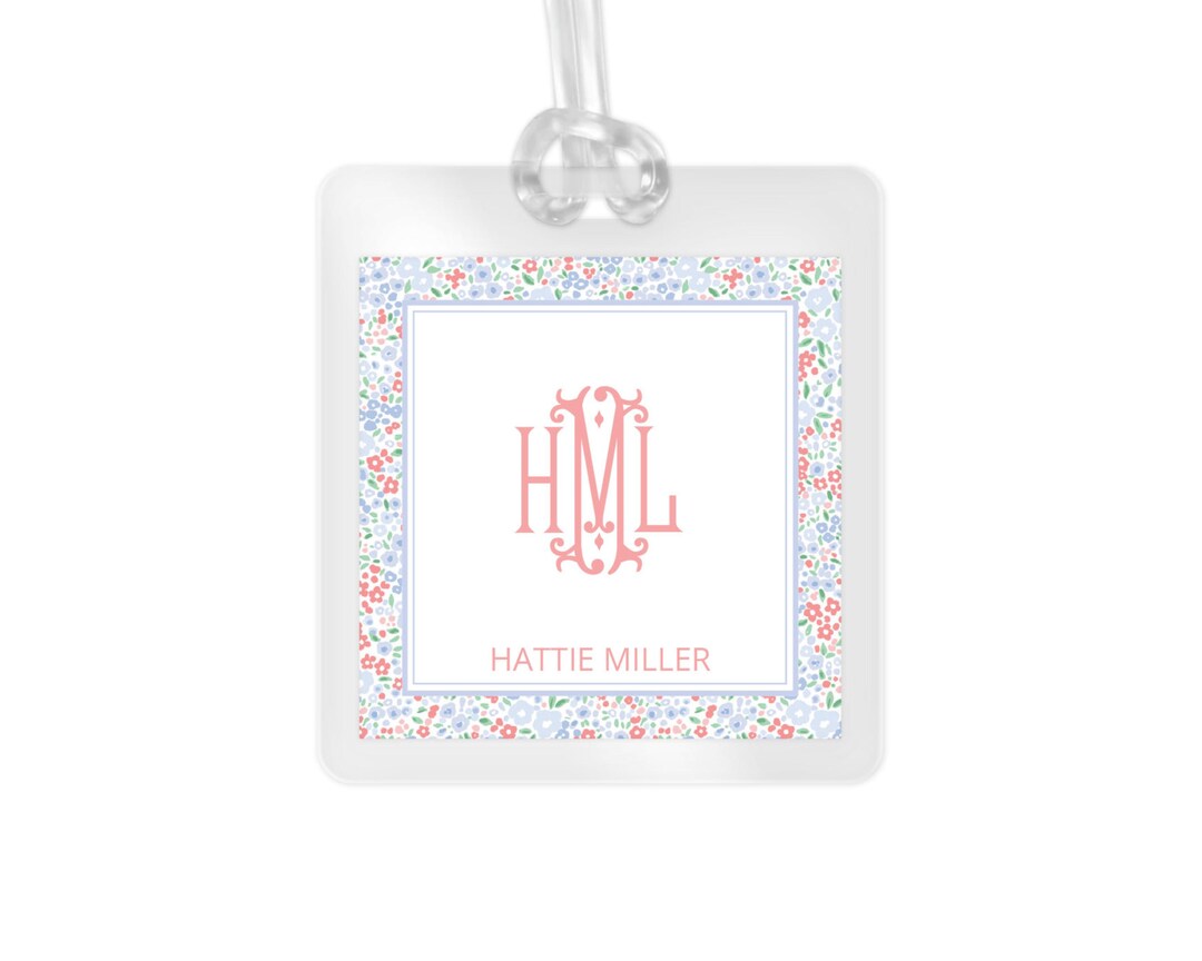 Personalized Bag Tag – Monogram Backpack Tag for Girls | Pink and Blue ...