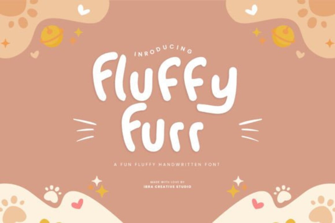 Fluffy Furr Font, Script Font, Beautiful Font, Vintage Font, Retro Font ...