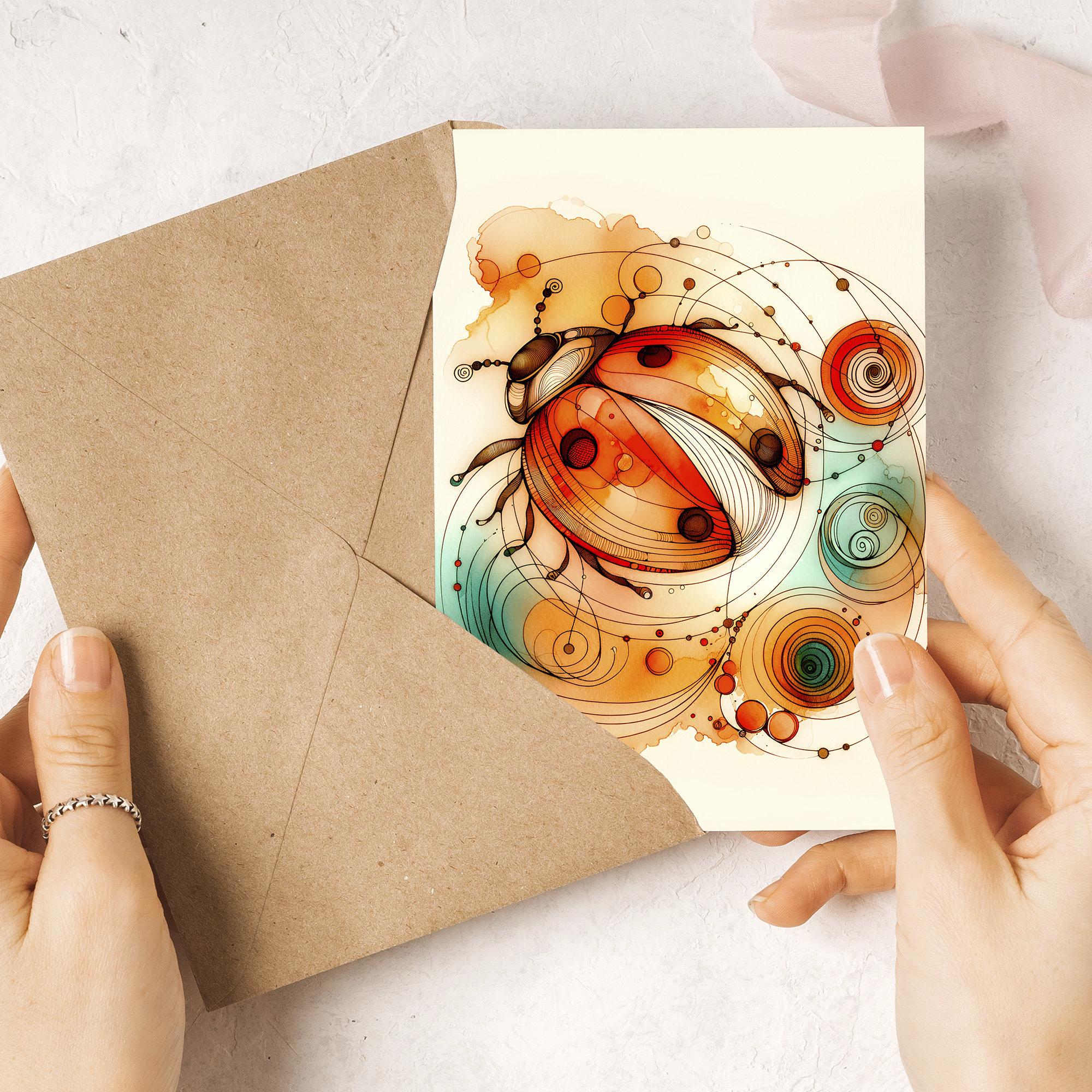 Ladybug Gifts Greeting Card Printable Ladybug Good Luck Card Ladybug Painting Folded Card ...