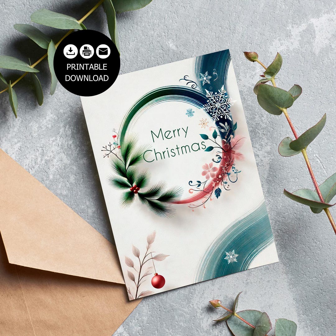 Merry Christmas Card Template Printable Christmas Greeting Card, Last ...