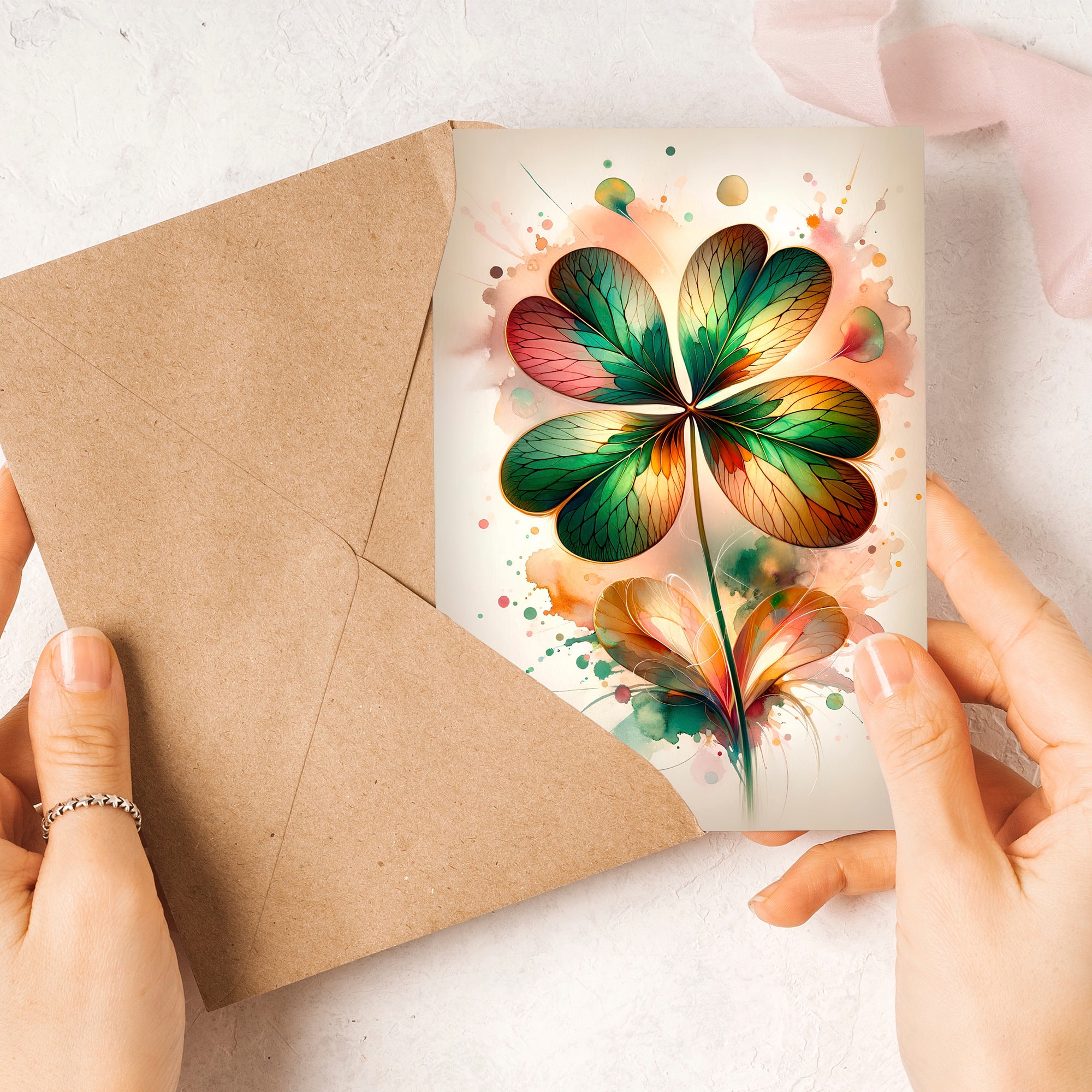 Four Leaf Clover Card Printable Good Luck Card Lucky Clover Card ...