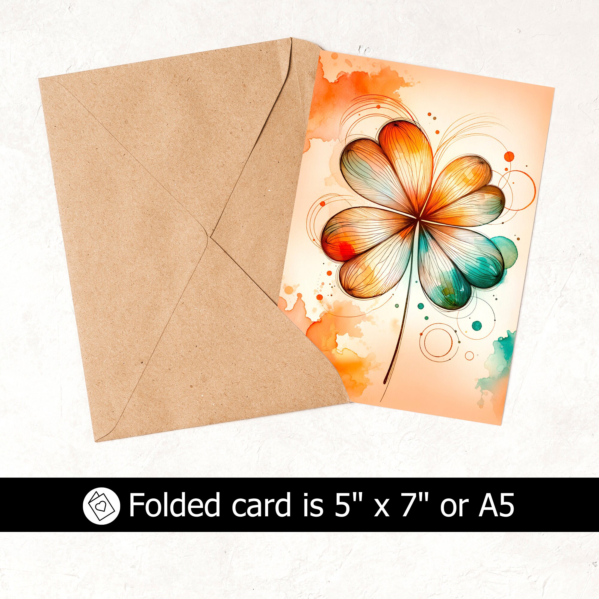 Four Leaf Clover Card Printable Good Luck Card Lucky Clover Card ...