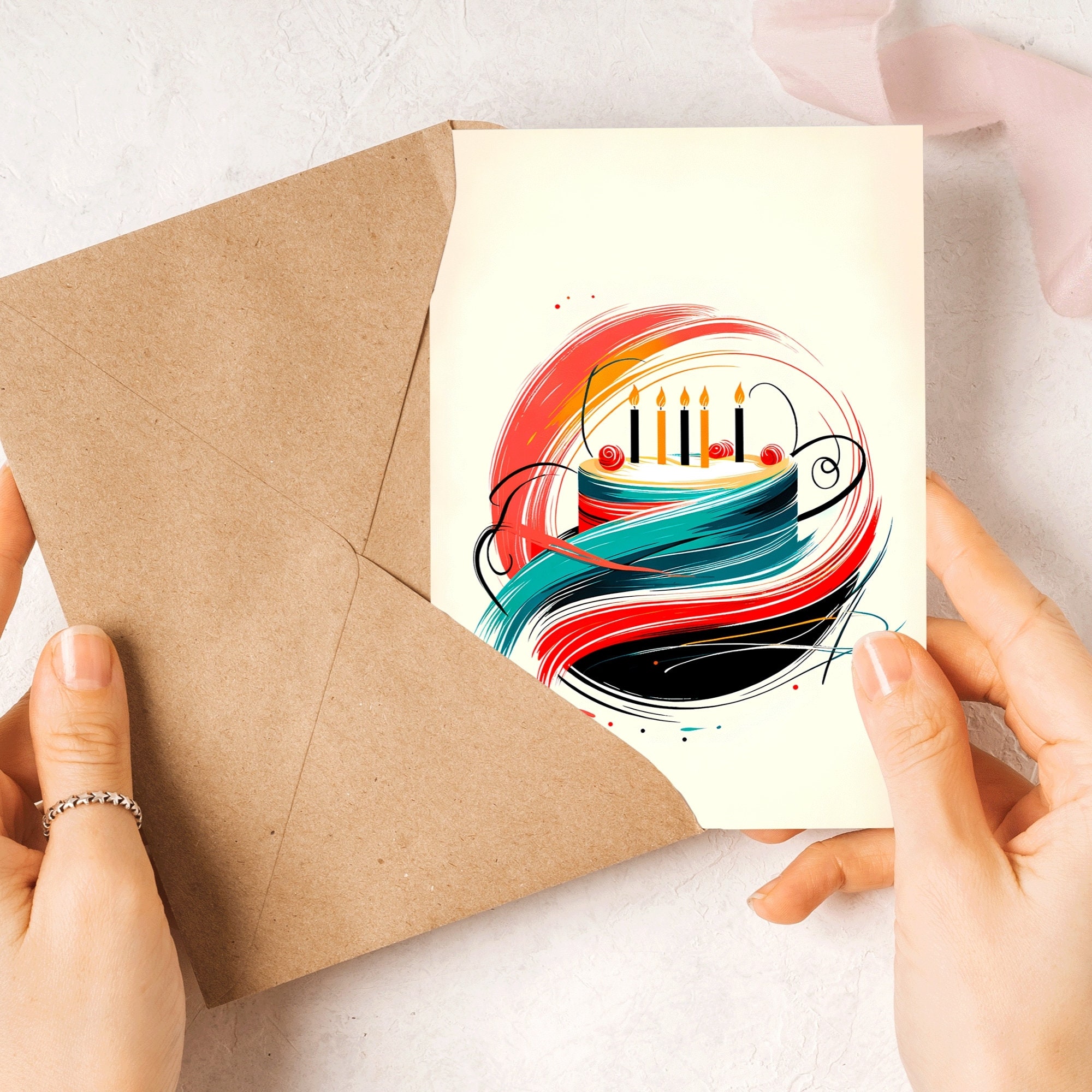 Happy Birthday Greeting Card, Printable Birthday Card, Painted Birthday ...