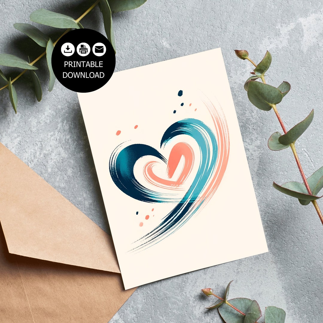 Heart Card Printable Love Card Wedding Greeting Card Anniversary Card I ...