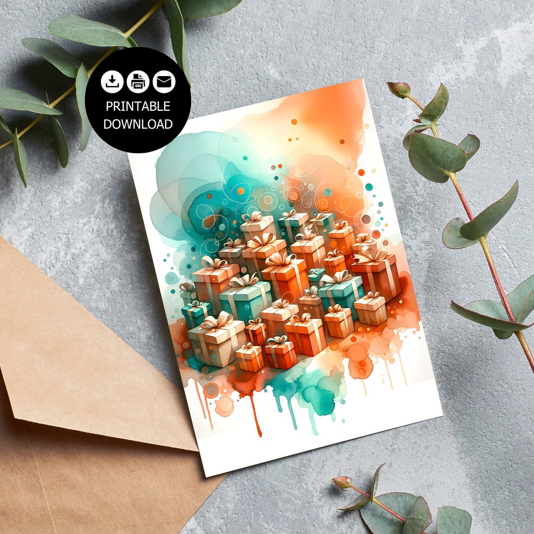 Watercolor Birthday Card Printable Birthday Card Happy Birthday Card ...