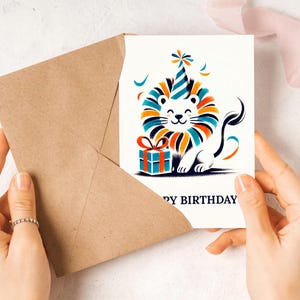 Lion Birthday Card Printable Cute Animal Birthday Card Cute Greeting ...