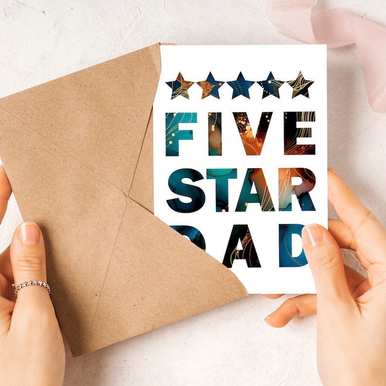Five Star Dad Card Printable Dad Birthday Card Lettering Cards Super ...