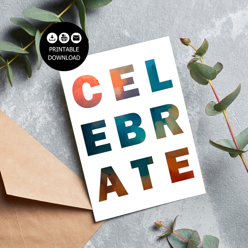 Lettering Birthday Card Template Lettering Card Printable Celebrate ...