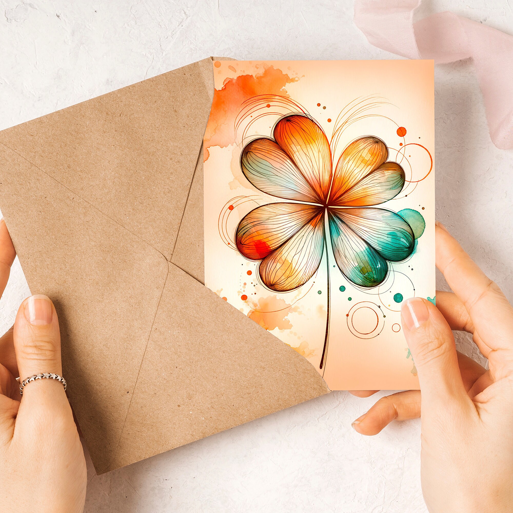 Four Leaf Clover Card Printable Good Luck Card Lucky Clover Card ...